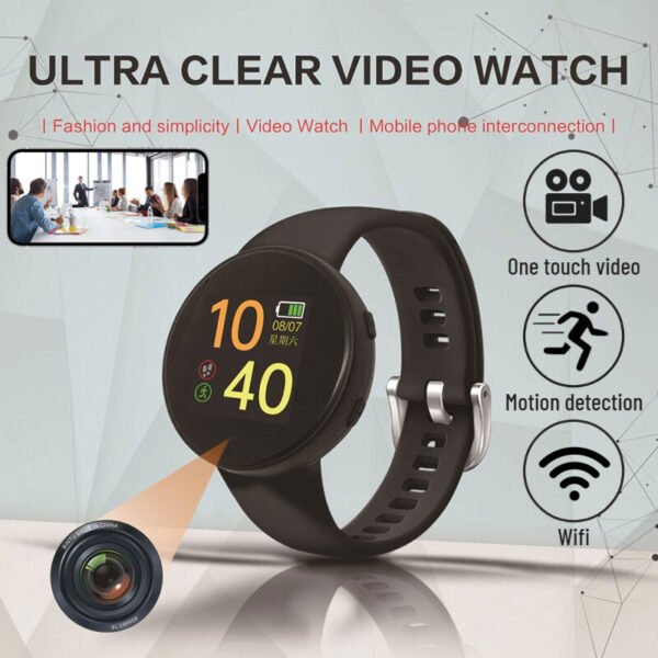 1080P HD Mini HD WiFi Smart Watch Spy Camera with Mobile Connectivity ...