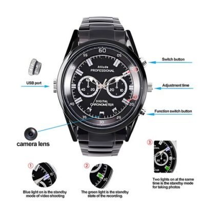 1080p Full HD Wrist Watch Camera Video Audio Recording Automatic Night ...